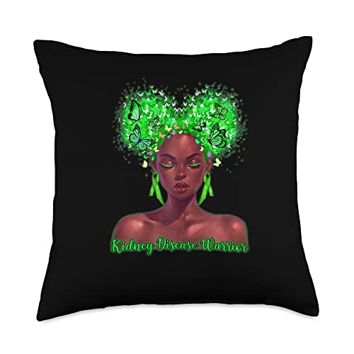 Black History Apparel Kidney Disease Warrior Melanin Awareness Throw Pillow, 18x18, Multicolor