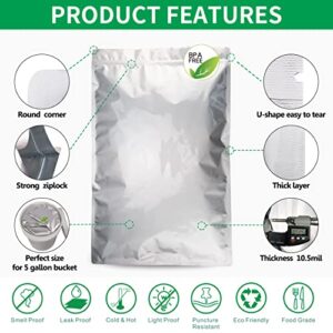 5 Gallon Mylar Bags with Oxygen Absorbers for Food Storage (20 Pack) Big Mylar Bags for Food Storage with 25 Single Sealed 2500CC Oxygen Absorbers & Labels Total 10.5 Mil Zipper Pouches SENDGREEN…