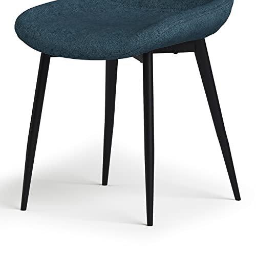 SIMPLIHOME Rosemead Mid Century Modern Dining Chair (Set of 2) in Blue Linen Look Fabric, For the Dining Room