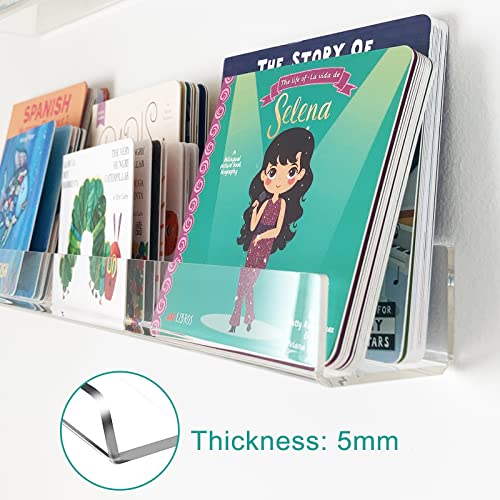 steauty 24 Inch Acrylic Floating Shelves,4Pack Invisible Clear Acrylic Bookshelf,5MM Thick Acrylic Wall Mounted Shelf