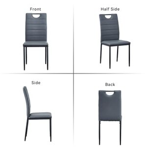 Modern Dining Chairs Set of 4 w/PU Leather Seat 300 Lbs Capacity Mid Century Dining Room Chairs Upholstered Kitchen Chairs w/Metal Legs for Restaurant/Living Room/Waiting Room/Farmhouse - Gray