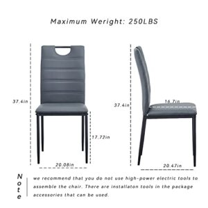 Modern Dining Chairs Set of 4 w/PU Leather Seat 300 Lbs Capacity Mid Century Dining Room Chairs Upholstered Kitchen Chairs w/Metal Legs for Restaurant/Living Room/Waiting Room/Farmhouse - Gray