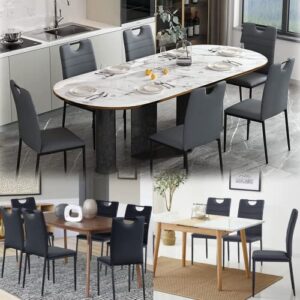 Modern Dining Chairs Set of 4 w/PU Leather Seat 300 Lbs Capacity Mid Century Dining Room Chairs Upholstered Kitchen Chairs w/Metal Legs for Restaurant/Living Room/Waiting Room/Farmhouse - Gray