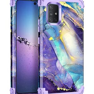 Rancase for Galaxy A71 5G Case,Three Layer Heavy Duty Shockproof Protection Hard Plastic Bumper +Soft Silicone Rubber Protective Case for Samsung Galaxy A71 5G,Purple