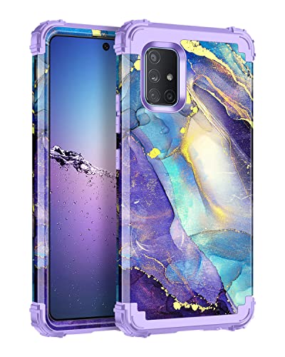 Rancase for Galaxy A71 5G Case,Three Layer Heavy Duty Shockproof Protection Hard Plastic Bumper +Soft Silicone Rubber Protective Case for Samsung Galaxy A71 5G,Purple