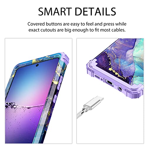 Rancase for Galaxy A71 5G Case,Three Layer Heavy Duty Shockproof Protection Hard Plastic Bumper +Soft Silicone Rubber Protective Case for Samsung Galaxy A71 5G,Purple