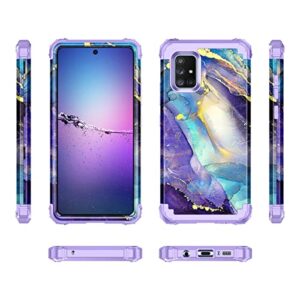 Rancase for Galaxy A71 5G Case,Three Layer Heavy Duty Shockproof Protection Hard Plastic Bumper +Soft Silicone Rubber Protective Case for Samsung Galaxy A71 5G,Purple