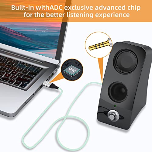 Muchfox USB to 3.5mm Audio Jack Adapter，6.6FT USB 3.0 to 3.5mm AUX Stereo Audio Cord，Compatibility with Laptop, Speaker, Support Windows，【Not Applicable to Charging and MP3, Truck, TV USB Ports 】