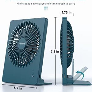 FARADAY Small Table Fans Rechargeable Portable 180°Tilt Folding Desk Fans Battery Operated Personal Fan Ultra Quiet For Home Bedroom Office Desktop, 3 Speeds (Deep Green)