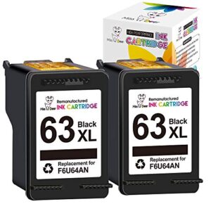 miss deer remanufactured ink cartridge 63xl black high-yield replacement for hp 63 63xl for hp officejet 3830 5255 4650 envy 4520 4510 4513 deskjet 1112 1110 3630 3632 3634 2130 2132 printer (2 black)