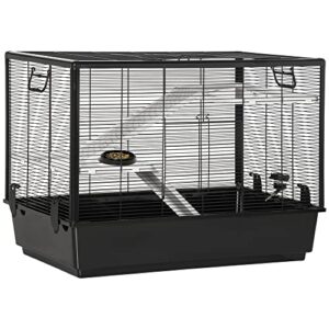 pawhut hamster cage, 3-tier guinea pig cage, pet play house for chinchillas with food dish water bottle, ramps, ledges, 31.5", black