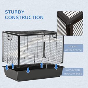 PawHut Hamster Cage, 3-Tier Guinea Pig Cage, Pet Play House for Chinchillas with Food Dish Water Bottle, Ramps, Ledges, 31.5", Black