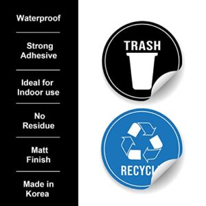 carrotez Recycle & Trash Logo Stickers for Trash Cans, Garbage containers, Recycle Bins, Waterproof Recycle Stickers, Organize Trash at Home, Office, Strong Self Adhesive Decals, 4x4 Inches (4 Pack)