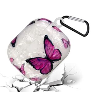 IVY Case for AirPods 3 Soft IMD&TPU Shell Grain Silicone Skin Cover Case with Keychain & Long Lanyard - Butterfly