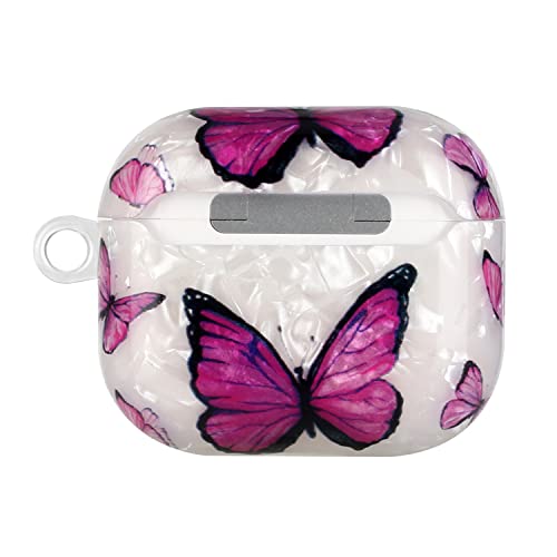 IVY Case for AirPods 3 Soft IMD&TPU Shell Grain Silicone Skin Cover Case with Keychain & Long Lanyard - Butterfly