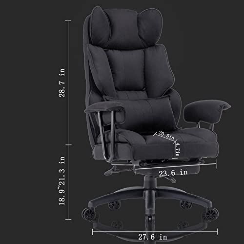 Efomao Desk Office Chair Big High Back Chair Fabric Computer Chair Managerial Executive Swivel Chair with Lumbar Support (Green) (Black)