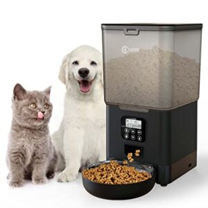 Ciays Automatic Cat Feeders, 5.6L Cat Food Dispenser Up to 20 Portions Control 4 Meals Per Day, Pet Dry Food Dispenser for Small Medium Cats Dogs, Dual Power Supply & Voice Recorder, Black, PAF-A06