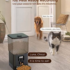 Ciays Automatic Cat Feeders, 5.6L Cat Food Dispenser Up to 20 Portions Control 4 Meals Per Day, Pet Dry Food Dispenser for Small Medium Cats Dogs, Dual Power Supply & Voice Recorder, Black, PAF-A06