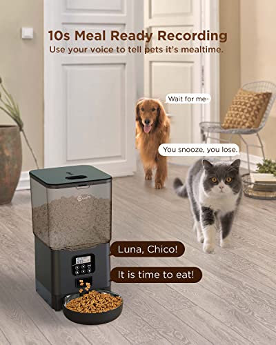 Ciays Automatic Cat Feeders, 5.6L Cat Food Dispenser Up to 20 Portions Control 4 Meals Per Day, Pet Dry Food Dispenser for Small Medium Cats Dogs, Dual Power Supply & Voice Recorder, Black, PAF-A06