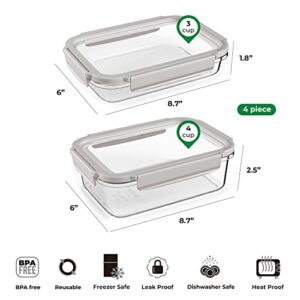 DeliOne Food Storage Containers with Stretchable Lid, Flex 'n Fresh Meal Prep Boxes, Sandwich Case BPA Free, Leakproof, Airtight, Freezer, Microwave and Dishwasher Safe (4 piece Clear)