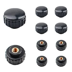 morobor m5 knurled thread clamping knob, 10pcs black plastic through hole set brass female threaded nut,screw-on handle clamping knob for mechanical equipment