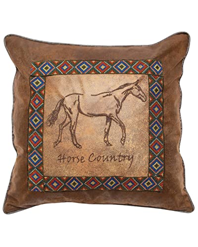 Carstens, Inc. Horse Country Western 18"x18" Throw Pillow, Brown