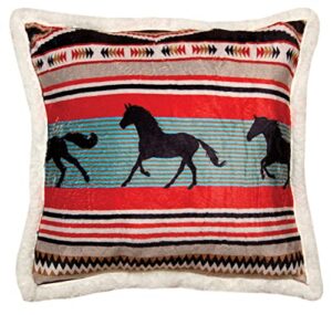 carstens, inc. wrangler black stallion southwestern plush sherpa 18" x 18" throw pillow, white