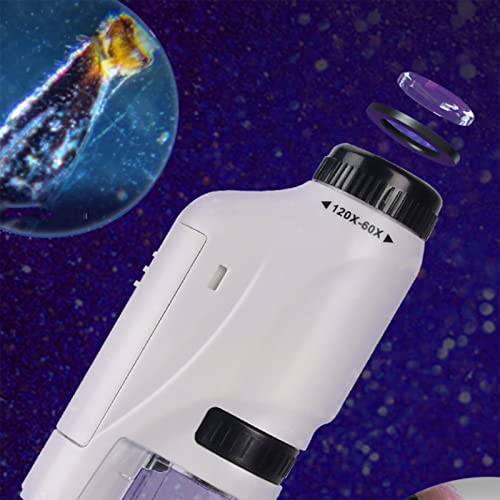 Pocket Microscope for Kids, Pocket Microscope, Portable Microscope, Kid's Portable Pocket Microscope with Adjustable Zoom 60-120x, Pocket Microscope with Light