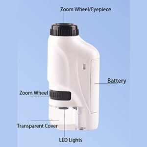 Pocket Microscope for Kids, Pocket Microscope, Portable Microscope, Kid's Portable Pocket Microscope with Adjustable Zoom 60-120x, Pocket Microscope with Light