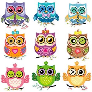 tuantuan 63 pieces owls cut-outs owls accents paper cutouts adorable owl paper cutouts with 100 pieces glue point dots jungle animal cutouts for bulletin boards back to school classrooms supplies