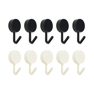 geesatis 10 pcs coat hooks decorative adhesive hooks heavy duty hanger hook for hanging coat, towel, bags, kitchen utensils, keys(black and white)