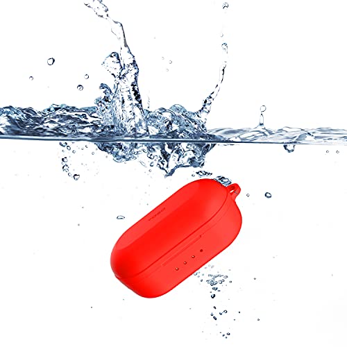 TOZO NC9 Protective Silicone Case Shockproof Soft Skin Cover for TOZO NC9 Earbuds with Front LED Visible and Keychain Red