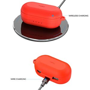 TOZO NC9 Protective Silicone Case Shockproof Soft Skin Cover for TOZO NC9 Earbuds with Front LED Visible and Keychain Red