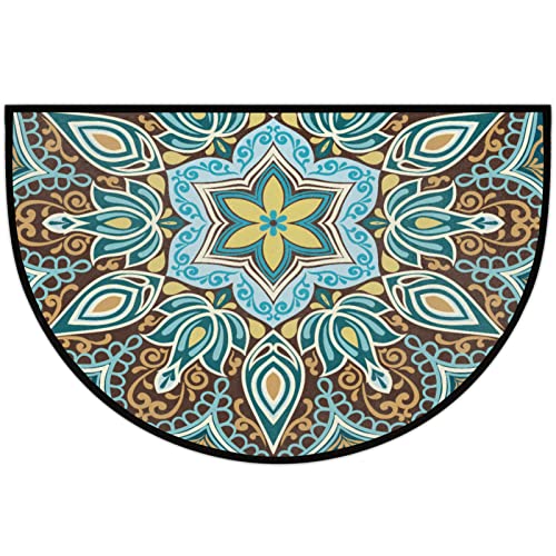 Door Mat Bohemia Entryway Rug Half Round Kitchen mat Non-Slip Entrance Way Rug Front Half Circle Rugs for Kitchen, Shower Room, Bedroom,Living Room 36 * 24in