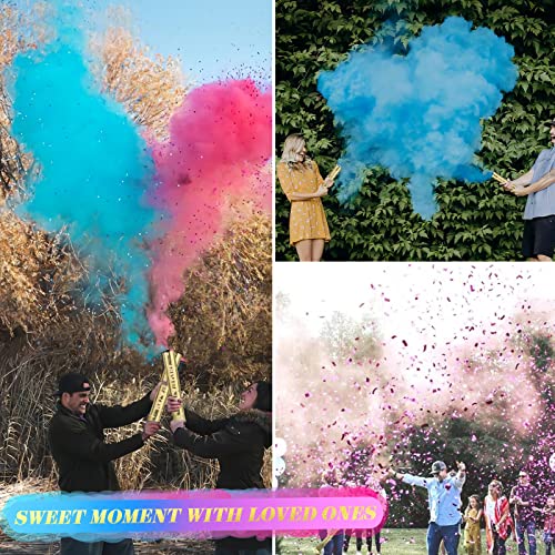 PEPYKIZ Gender Reveal Confetti Powder Cannon,2 Pink & 2 Blue,Set of 4 Gender Reveal Powder Cannon,Boy or Girl Gender Reveal Cannon for Baby Gender Reveal,100% Biodegradable Tissue Safe Powder Smoke