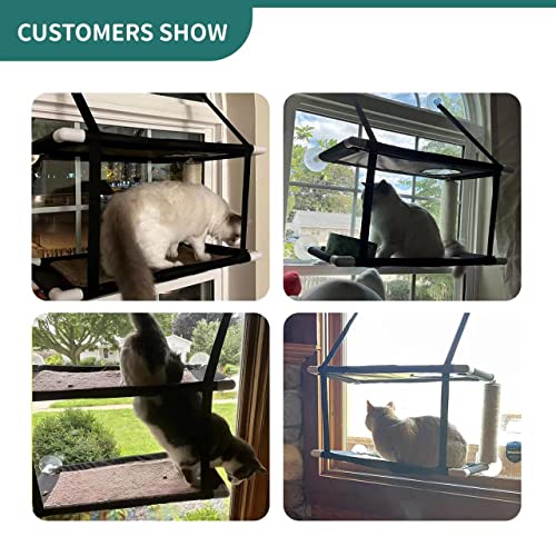 Cat Window Perch, Cat Hammock Window, Free Fleece Blanket Extra Large Sturdy Cat Bed Cat Resting Seat Space Saving for Indoor