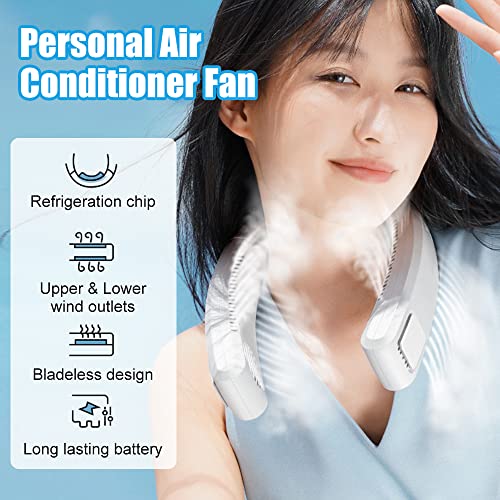 NORMIA RITA 720° Cooling Bladeless Neck Fan Personal AC Cooling Fan with Refrigeration Chip, Upper & Lower 80PCS Wind Outlets Strong Airflow Rechargeable Portable Fan for Travel, Walking, Outdoor