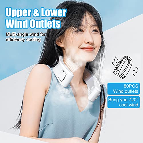 NORMIA RITA 720° Cooling Bladeless Neck Fan Personal AC Cooling Fan with Refrigeration Chip, Upper & Lower 80PCS Wind Outlets Strong Airflow Rechargeable Portable Fan for Travel, Walking, Outdoor