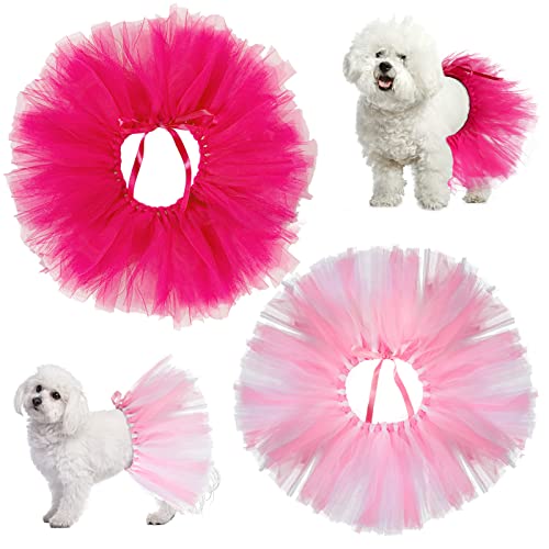 2 Pcs Pink Dog Tutu for Large Medium Small Dogs Tutu Skirt Tulle Ballerina for Puppy Dog Cute Birthday Dresses Costume for Dogs Cats Pets Dress Supplies(11.81 Inch-35.43 Inch)