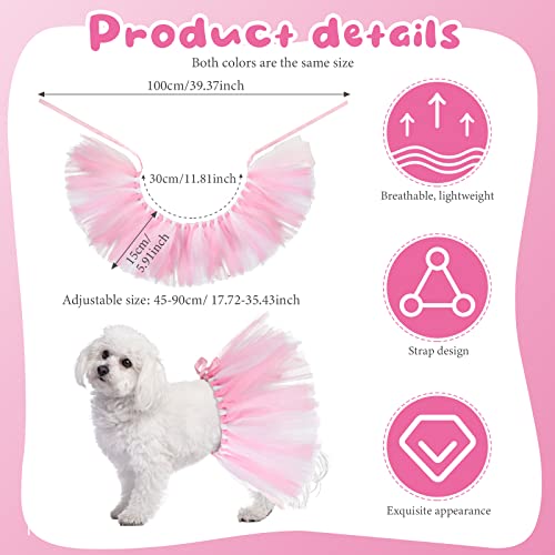 2 Pcs Pink Dog Tutu for Large Medium Small Dogs Tutu Skirt Tulle Ballerina for Puppy Dog Cute Birthday Dresses Costume for Dogs Cats Pets Dress Supplies(11.81 Inch-35.43 Inch)