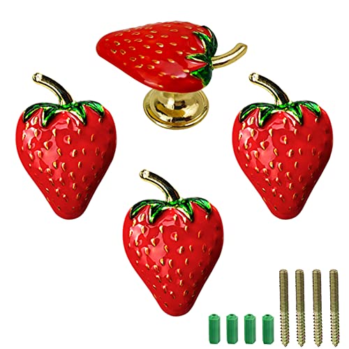 LB-LAIBA Strawberry Coat Hooks Wall Mounted, Fruit Single Hooks for Hanging Hats Jacket Bags Towels Keys Scarf Closets Entryway Bathroom Home Decorative Wall Hooks 4 Pieces