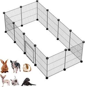 langxun diy small animal pet playpen with door, rabbit, guinea pig cages, puppy, kitten playpen | indoor & outdoor portable metal wire yard fence, 12pcs pet panels