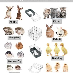 LANGXUN DIY Small Animal Pet Playpen with Door, Rabbit, Guinea Pig Cages, Puppy, Kitten Playpen | Indoor & Outdoor Portable Metal Wire Yard Fence, 12pcs Pet Panels