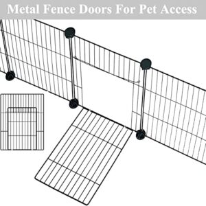 LANGXUN DIY Small Animal Pet Playpen with Door, Rabbit, Guinea Pig Cages, Puppy, Kitten Playpen | Indoor & Outdoor Portable Metal Wire Yard Fence, 12pcs Pet Panels