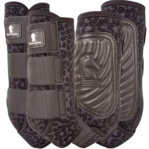 classic equine classicfit front and hind sling boots, black leopard, medium