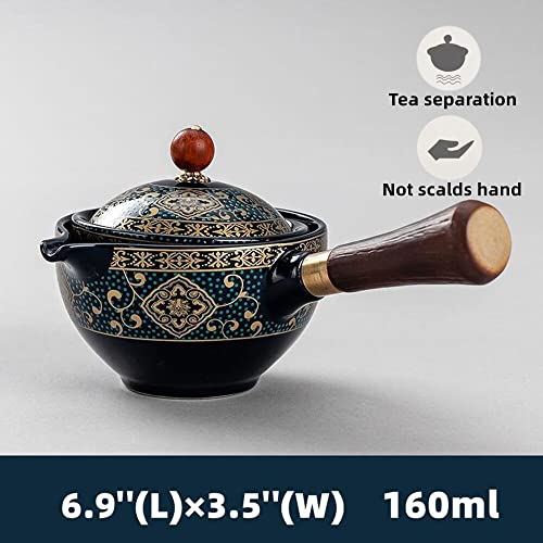 WOLIGECA Porcelain Chinese/Japanese Kung Fu Tea Set, Portable Teapot Set with 360 Degree Rotating Teapot and Tea Strainer,All in One Gift Bag for Travel,Office,Home and Outdoor