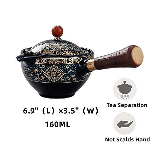 WOLIGECA Porcelain Chinese/Japanese Kung Fu Tea Set, Portable Teapot Set with 360 Degree Rotating Teapot and Tea Strainer,All in One Gift Bag for Travel,Office,Home and Outdoor