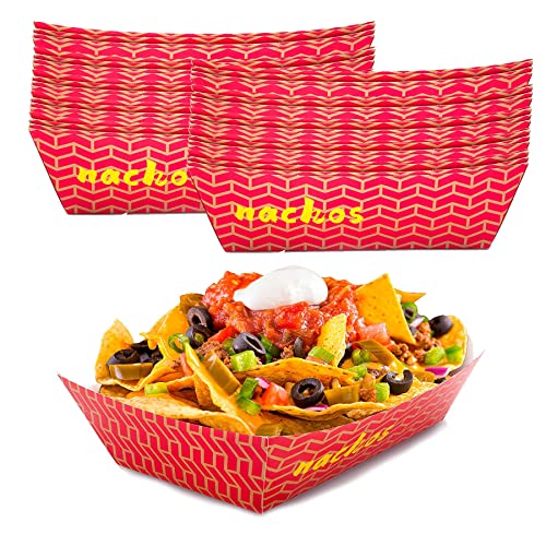 Upper Midland Products Nacho Trays - Disposable Paper Nacho Chip Trays for Concessions and Nacho Party (White - 200 Pack)