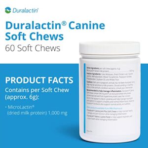 PRN Duralactin Canine Soft Chews - Joint Health Supplement for Dogs and Puppies - Chicken-Liver Flavored Canine Chews Containing Dried Milk Protein - 60-Count Bottle