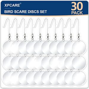 xpcare 30 pcs bird scare discs -highly reflective double-sided bird reflectors, upgraded discs set reflective to keep all birds away like woodpeckers, pigeons, ducks